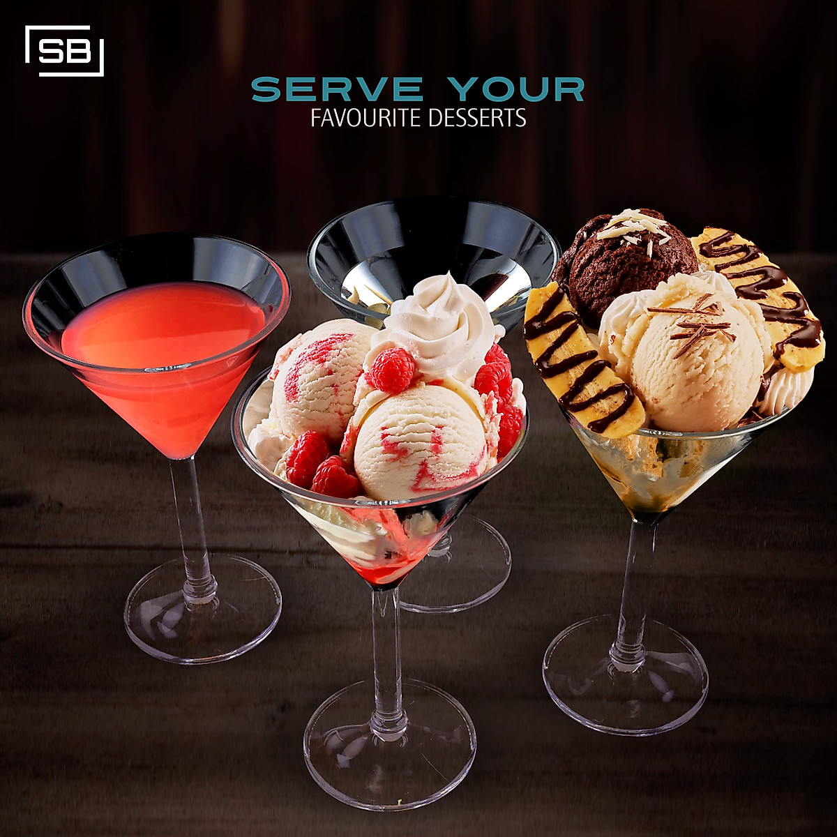 Supply Buys Acrylic Martini Glasses and Shaker Set – 10 Ounce Shatter-Proof Plastic Martini Glasses Set of 4 with 28 oz Acrylic Cocktail Shaker, Glassware for Home bar, Poolside, Outdoor, Glamping