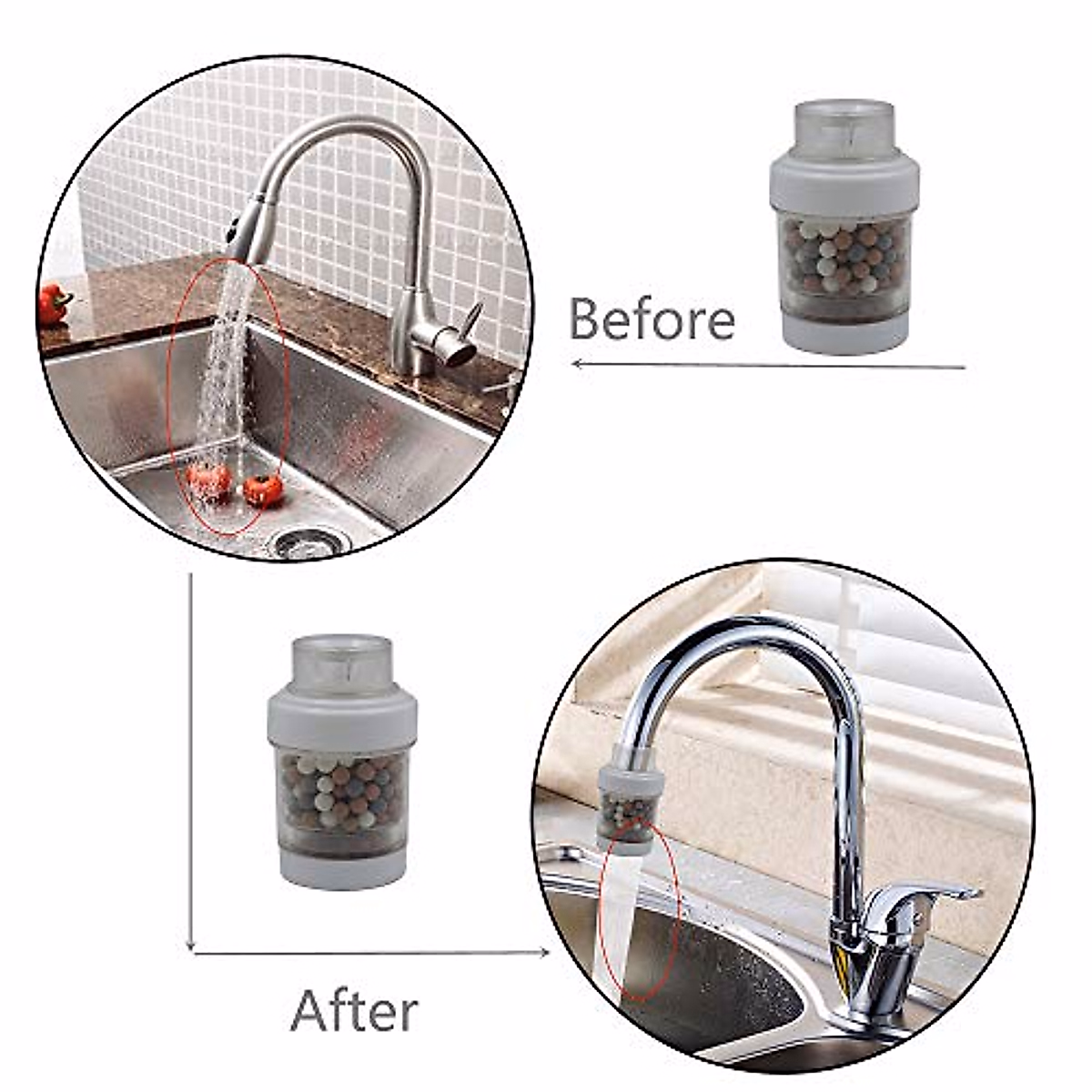 3 Pack Faucet Water Filters with Medical Stone Magnetized,Faucet Tap Water Purifier,Kitchen Faucet Water Filter,Fast Flow Water Filter Fits Standard Faucets