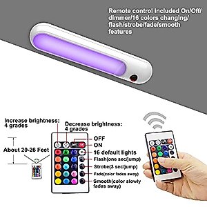 BIGLIGHT Wireless Battery Operated LED Table Top Night Light, Touch Light, Push Light, Remote Controlled, 16 Color Changing, Portable Stick on Tap Light for Closet Cabinet Counter Classroom