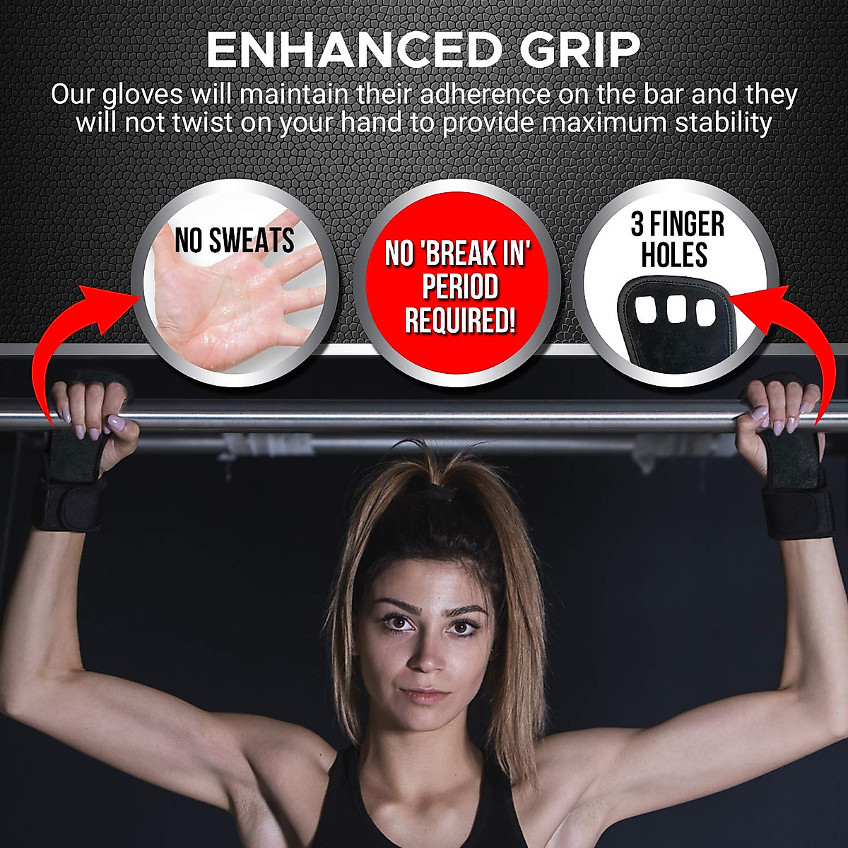 Fit Vikings Gymnastics Grips - Gloves for Crossfit - Pull Up Grips - Hand Grips -Men & Women