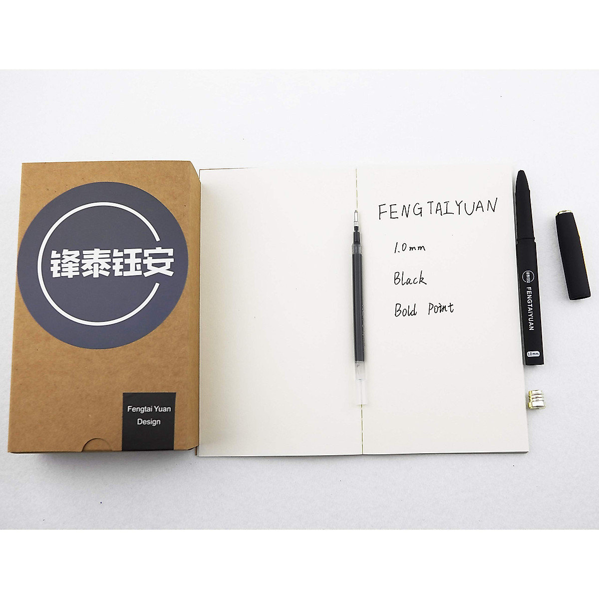 Fengtaiyuan 10P18, Black Gel Ink Rollerball Pens - Comfortable Non-Slip Grip, Black Ink, Bold Point, 1.0mm Quick-Drying Ink, 18-Piece Box (10P18)