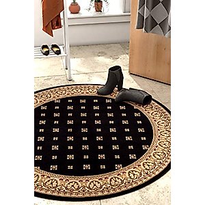 Well Woven Barclay Collection Hudson Terrace Black 5 ft Round Rug - for Living Room, Bedroom, and Dining Room