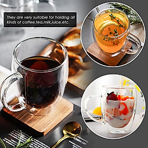 Ulrikco 12 oz Double Walled Glass Coffee Mugs, Clear Cappuccino Glass Mug Set of 4, Double Insulated Glass Coffee Mugs with Handle, Latte Mug, Espresso Mug Cups for Hot/Cold Drinks, Dishwasher Safe