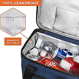 OPUX Insulated Small Cooler Bag for Travel | Soft Collapsible Cooler Bag for Family Camping, Beach | Large Leakproof Lunch Bag Box for Work, Construction Lunch Pail | Fits 16 Cans (Heather Navy)