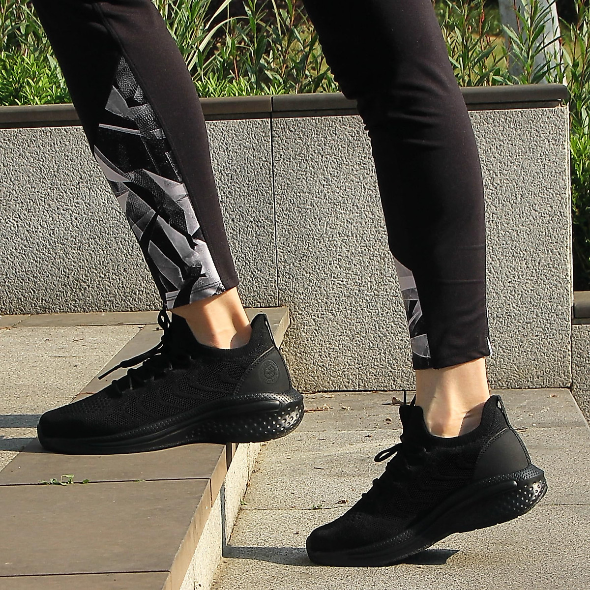 Pujcs Womens Sneakers Slip On Walking Shoes Breathable Running Shoes Lightweight Mesh Gym Shoes Non Slip Workout Shoes All Black Size 9