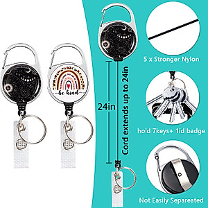 2 Pcs ID Badge Holder with Lanyard Retractable Heavy Duty Badge Reel Clip Cute Work Badge Holder for Women Nurse Teacher Detachable Key Lanyard Key Card Nametag Holder Rainbow and Moon Lanyard