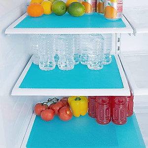 Con-Tact Brand Refrigerator Shelf and Bin Liner, Embossed Durable Washable Non-Adhesive Water and Oil Proof Reusable BPA Free Fridge Mat, 17.6" x 11.3", Teal, 3 Pack