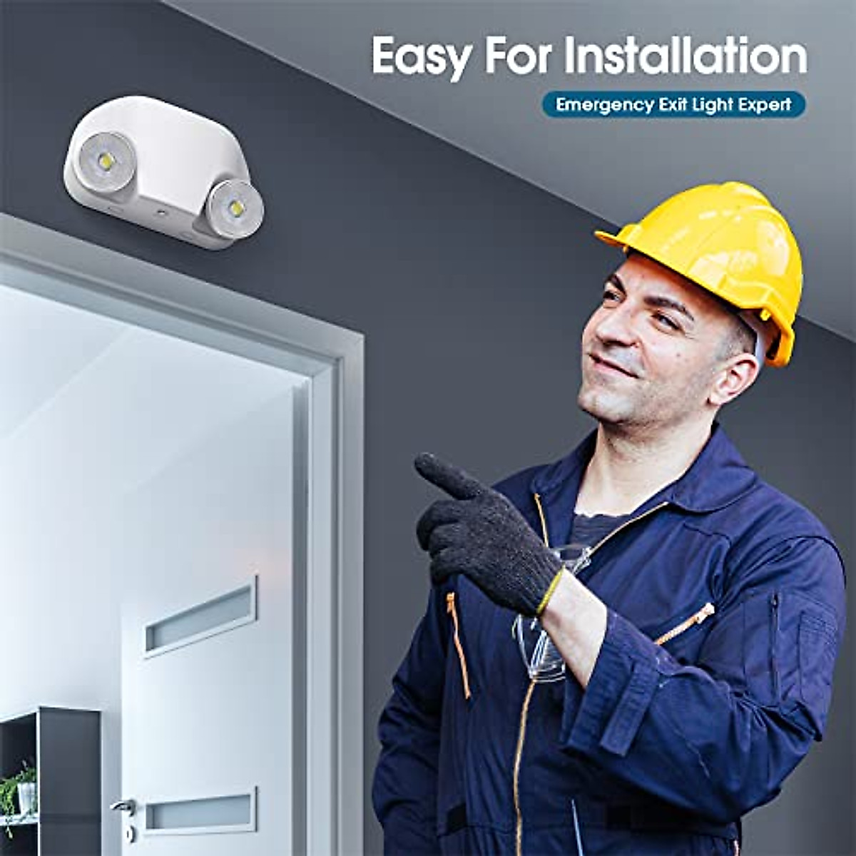 SASELUX Led Emergency Light with Remote Capable, Adjustable LED Lamp Heads Exit Lighting, Backup Battery White Emergency Lights, 120V-277V Dual Voltage, UL Certified (1 Pack)