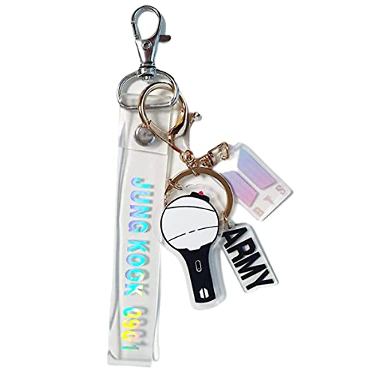 Keychain for B-TS Set(2 PCS) Signature Merchandise Army Bomb Key Ring & Bangtanboys Name Keychain Army Gift Merch (JK)