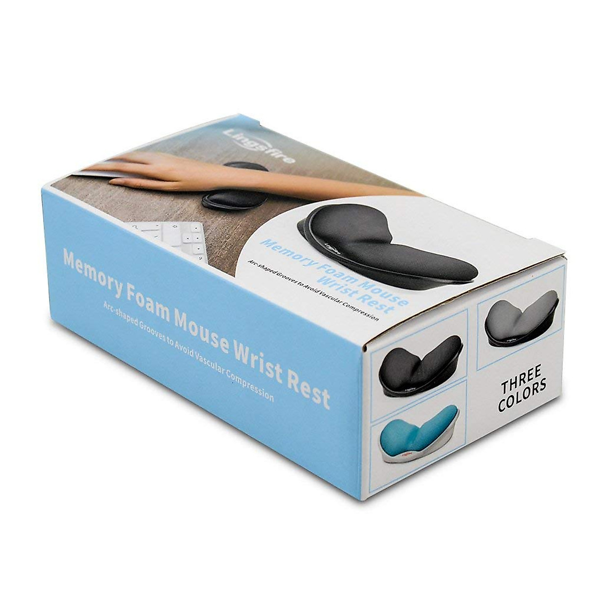 LINGSFIRE Memory Foam Mouse Wrist Rest Keyboard Wrist Rest Pad Anti-skid Mousepad Support Wrist Rest Mat for Office Computer Laptop Mac- Durable Comfortable Lightweight Easy Typing Pain Relief (Black)