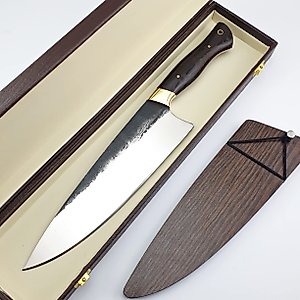 Vetus Multipurpose Chefs Knife with Finger Guard|8 inches 12C27 Stainless Steel Super Sharp Chefs Knives| Ergonomic Wangy Handle Comes With Saya and Gift Box