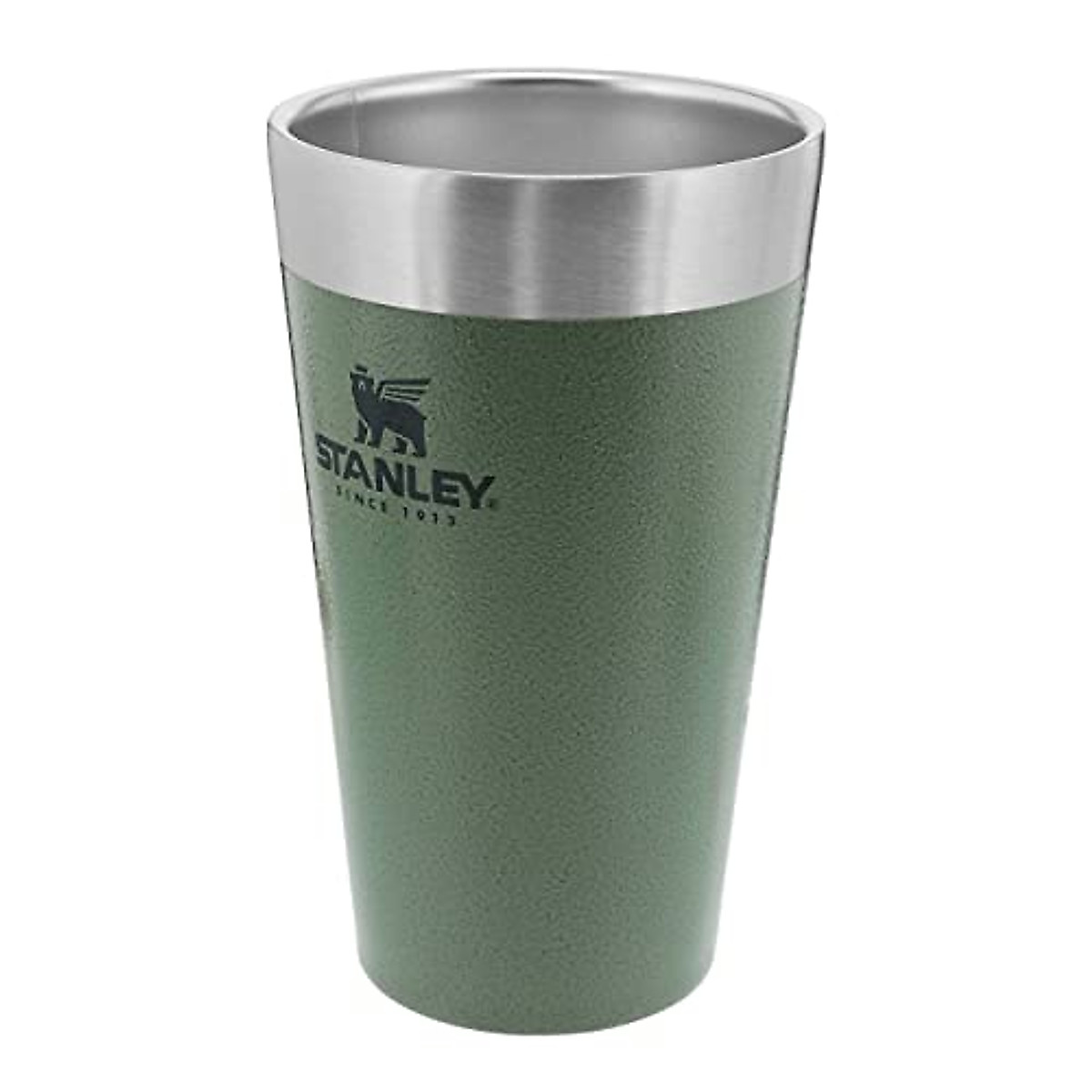 STANLEY Adventure Stacking Beer Pint 0.47L - Travel Mug Keeps Beer Cold For 4 Hours - Stainless Steel Beer Mug - Stacks Infinitely - Double Wall Vacuum Insulation - Dishwasher Safe - Hammertone Green