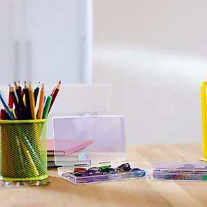 6 Pcs Rectangular Clear Plastic Storage Containers Box with Hinged Lid Plastic Beads Storage Containers Empty Case Organizer for Beads, Crafts, Jewelry, Small Items, 6 x 3.54 x 0.86"