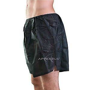 APPEARUS Disposable Men's Boxers 10 Ct Black Boxer Shorts - Individually Packed (L-LX)