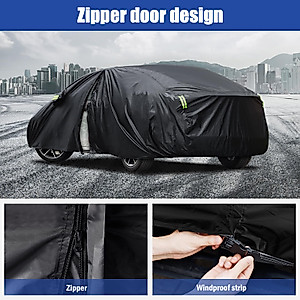 Waterproof Car Cover with Door Zipper for Toyota Corolla 2000-2023 and Honda Civic 1991-2023, All Weather Outdoor Full Exterior Covers for Rain, Sun, Wind Protection, Universal Fit Sedan 178-185 inch