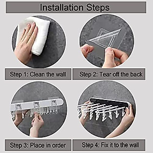 HZXMKB Closet Organizer Wall Mounted Clothes Drying Rack,Laundry Drying Rack Wall Mount,Foldable Drying Socks 24 Multi-Row Clips,Small Clothes for Balcony Railings, Folding Bathroom Towel Rack