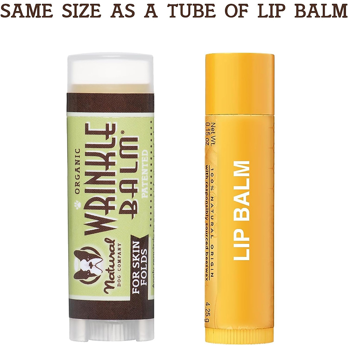 Natural Dog Company Wrinkle Balm, Travel Stick, 0.15 oz, Dog Lotion for Dry Itchy Skin, Cleans Wrinkles, Yeast Infection Treatment for Dogs, Plant Based, Frenchie Dog Accessories, Made in USA