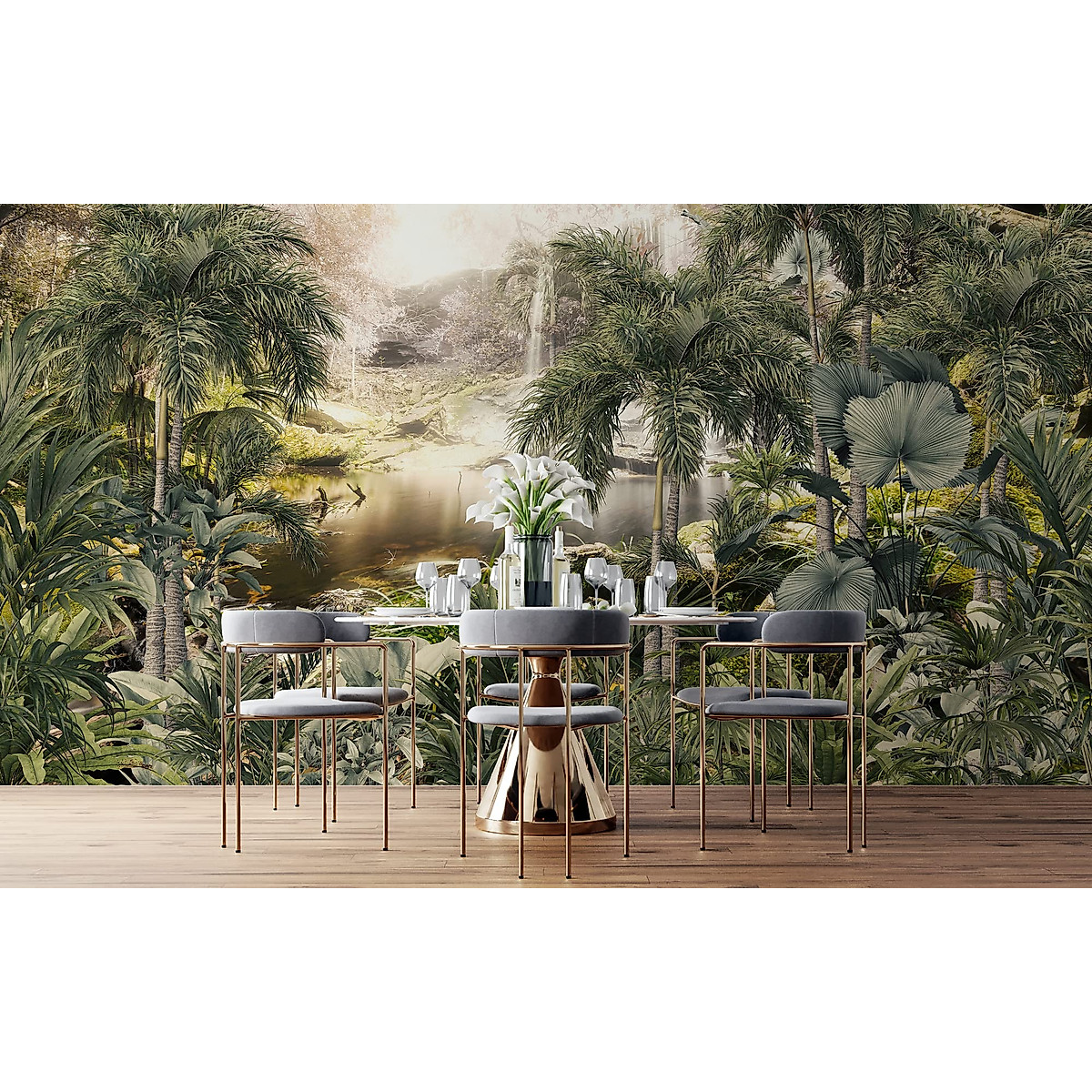 MareWallArt Forest Wallpaper Tropical Tree Wall Mural - Tropical Leaves Wallpaper, Large Photo Wallpaper