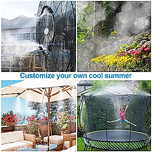 Kesfitt Misters for Outside Patio, 33FT(10M) DIY Misting Line,12pcs Brass Nozzle, Anti-UV Tube, a Brass Adapter(3/4") Outdoor Misting Cooling System Garden Greenhouse Courtyard Trampoline