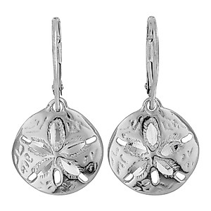 Hawaiian Silver Jewelry Sand Dollar Beach Earrings – Premium Sterling Silver Dangle Earrings – Beautiful Beach Earrings for Women – Comfortable and Lightweight – Reliable Closure