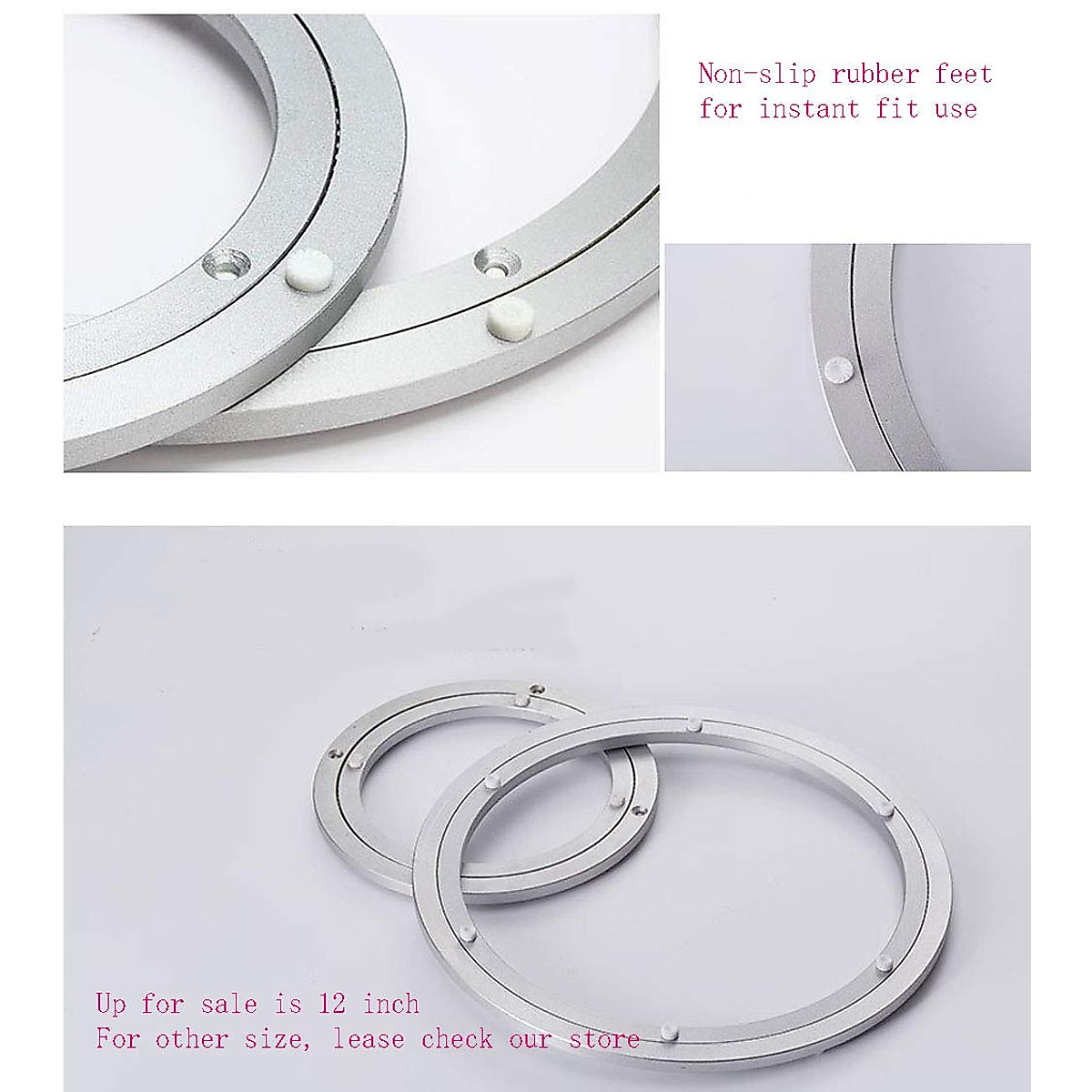 NUZAMAS 300mm(12inch) Heavy Duty Aluminium Alloy Rotary Table Bearings Turntable Round Dining Table Smooth Swivel Plate for Tabletop Serving Trade Show Displays