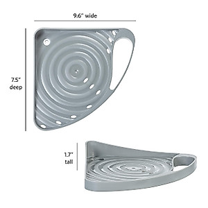 Glad Sponge Holder for Kitchen Sink | Suction Corner Storage Caddy for Scrub Brush and Dish Washing Supplies | Organizer Tray with Drain Holes, Grey