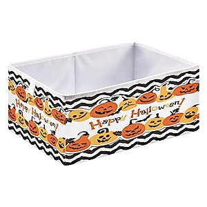 Halloween Pumpkins Cheerful Storage Basket Storage Bin Rectangular Collapsible Storage Box Toy Storage Box Organizer for Childrens Toys Playroom