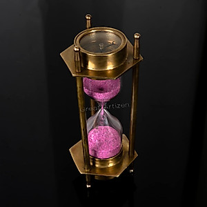 Antique Brass 5 inches Sand Timer, 5.75'' Brass Pirate Hourglass.