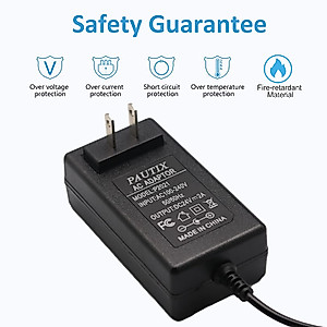 PAUTIX 24V DC Power Supply Adapter 24Volt 2A 48W AC to DC Converter Transformer 100-240V AC Input with 5.5 x 2.1mm US Plug for LED Strip, CCTV Camera