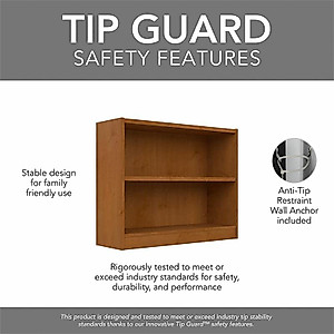 Bush Furniture Universal Small 2 Shelf Bookcase in Natural Cherry