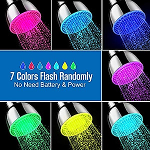 Shower Head With Lights, High Pressure Led Shower Head, 7 Color Changing Rainfall LED Fixed ShowerHead for Bathroom, Luxury Chrome Flow Rain ShowerHead Angle-adjustable for Kids Adult