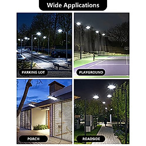 OKELI Commercial LED Street Light, 100W Hight Bright Parking Lot Lighting with Adjustable Arm Mount, Outdoor Waterproof Dusk to Dawn Photocell Shoebox Pole Area Lights for Stadium, 15600LM, 6000K