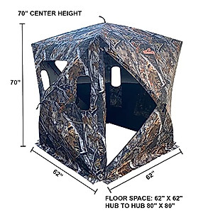 THUNDERBAY 3-4 Person Hidden Threat See Through Hunting Blind, See Through Panel Window with 270° View, Floor Space 62" x 62" to 72" x 72"