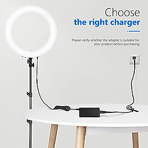 Neewer Photography AC 110V to DC 15V 2.0mm X 5.5mm Power Adapter with Power Cable 4.8A Output Power Supply for Photo Studio Ring Light (Black)