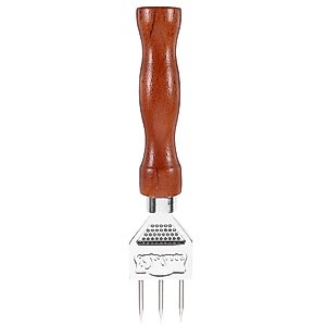 Cabilock Stainless Steel Ice Crusher with Wood Handle Three Prong Ice Pick Japanese Style Ice Chipper Bartender Bar Wine Tools