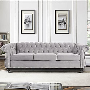 NOSGA Large Sofa, Modern 3 Seater Couch Furniture, Three-seat Sofa Classic Tufted Chesterfield Settee Sofa Tufted Back for Living Room
