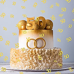 200 Pieces Birthday Confetti Gold Confetti Anniversary Confetti Glitter Gold Table Confetti for Birthday, Anniversary Party Supplies (50 Style)