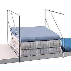 Organize It All Chrome Shelf Dividers Closet Storage Separator, 4-Piece Set, Satin Nickel Finish