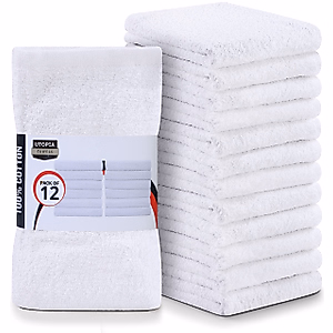 Utopia Towels Kitchen Bar Mops Towels, Pack of 12 Towels - 16 x 19 Inches, 100% Cotton Super Absorbent White Bar Towels, Multi-Purpose Cleaning Towels for Home and Kitchen Bars