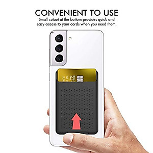 AHASTYLE Phone Credit Card Holder Stick On, Slim Phone Wallet Strong Adhesive Silicone Card Pouch Sleeve Compatible with iPhone/Android/Samsung Galaxy(Black)