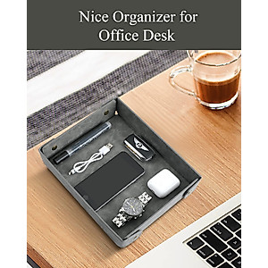 CASIRENA Faux Leather Valet Tray Organizer for Men - Catch-All Tray for Entryway Table Key, Wallet, Watch, Coin Change, Phone, Dresser EDC Dump Jewelry, Bedside Nightstand Desk-top Catchall Tray