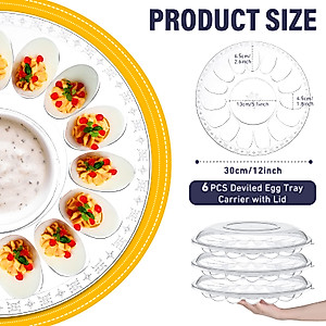 Shellwei Deviled Egg Tray with Lid 12 Inch Round Egg Containers with 15 Egg Slots Reusable Plastic Egg Holder Platter for Deviled Egg Fruits Veggie Finger Food