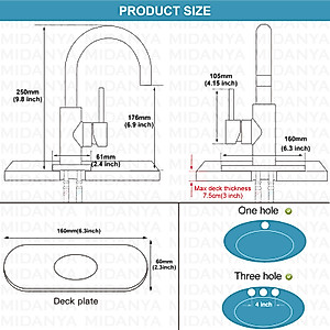 Midanya Wet Bar Sink Faucet,Single Handle Bathroom Kitchen Faucet 1 Hole Faucet Swivel Spout Farmhouse RV Small Vanity Lavatory Bath Utility Faucet with Deck Plate,Brushed Gold