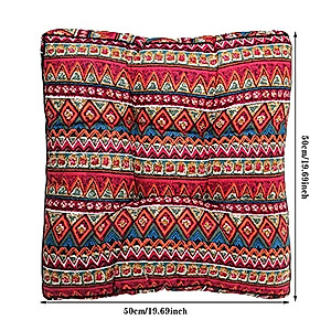 TUNKENCE Chair Mat Chair Cushions Cute Bohemian Outdoor Patio Chair Seat Pads Square Floor Pillow Kitchen Chair Seat Cushion Pads for Patio Porch Swing Garden Kitchen,19.7Inch