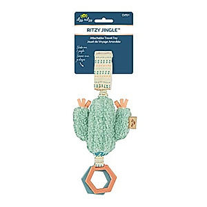 Itzy Ritzy - Ritzy Jingle Toy for Stroller, Car Seat or Activity Gym; Features Jingle Sound, Hexagon Rings and Adjustable Attachment Loop; Cactus