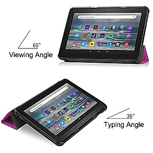 REASUN Case for All-New Fire 7 Tablet (12th Generation, 2022 Release), Slim Lightweight Trifold Stand Cover with Auto Sleep/Wake Case for New Amazon Kindle Fire 7 12th Generation 2022, Purple