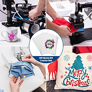 Qilery 200 Sheets DTF Transfer Film 8.3" x 11.7" Double Sided Matte Clear Pretreat Sheets Sublimation Printable PET Heat DTF Paper for Inkjet Printer DIY Project on Fabric Glass Metal Plastic