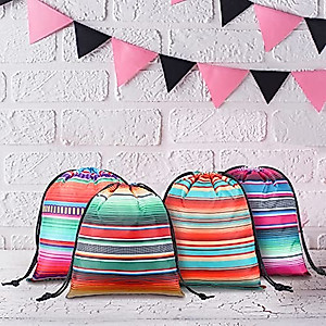 Shappy 20 Pack Mexican Candy Bags Fiesta Gift Bag, 9.8 x 7.8 Inch, Mexican Themed Party Decorations Cloth Gift Bags with Drawstring Cotton Candy Bags for Fiesta Party Favors Candy Gift Decorations