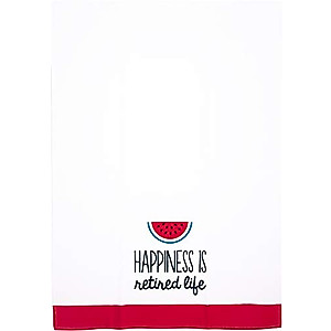 Pavilion Gift Company Pink Watermelon Patterned Tea Towel Set of 2 Happiness is Retire Life, 19.75 x 27.5 inch