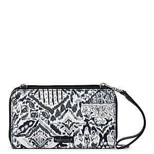 Sakroots Smartphone Crossbody Bag in Eco-Twill, Convertible Purse with Detachable Wristlet Strap, Includes Phone Wallet Pockets, Jet Brave Beauti